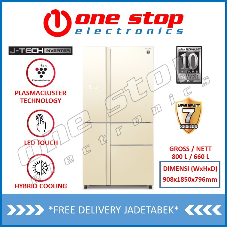 SHARP SJ-IFX94PG-CG Kulkas Side By Side 5 Door Queen Series 800L
