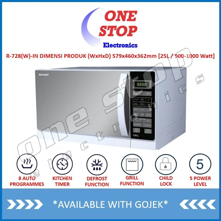 SHARP R-728(W)-IN Microwave Oven & Grill 25L (White) | One Stop Electronic