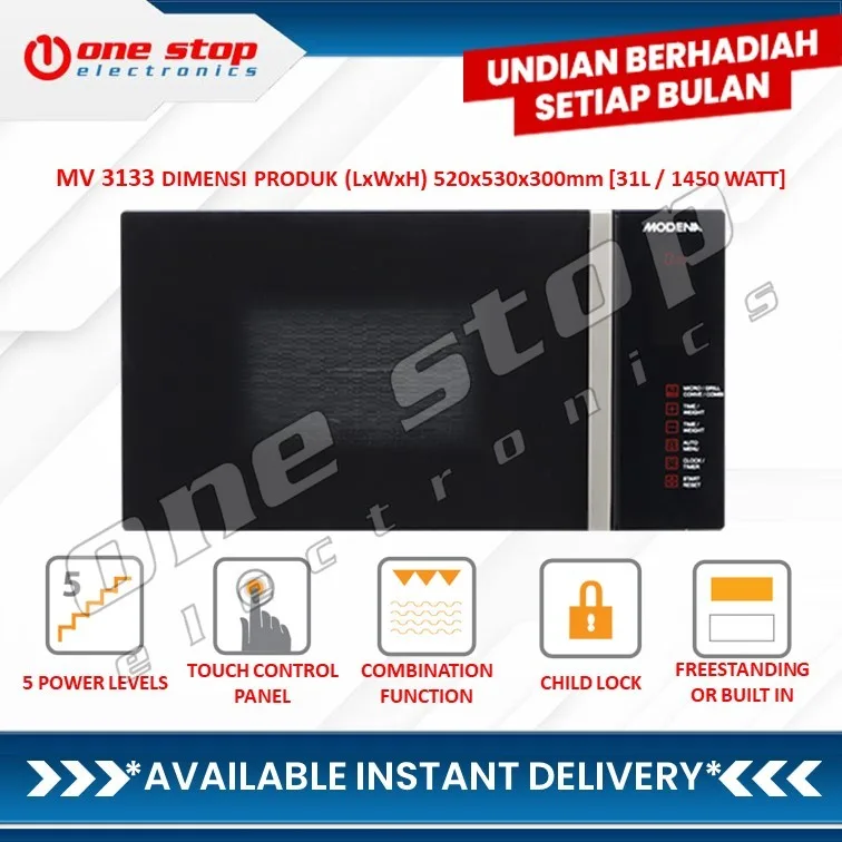 MODENA MV 3133 / MV3133 Microwave Oven & Convection 31L | One Stop ...